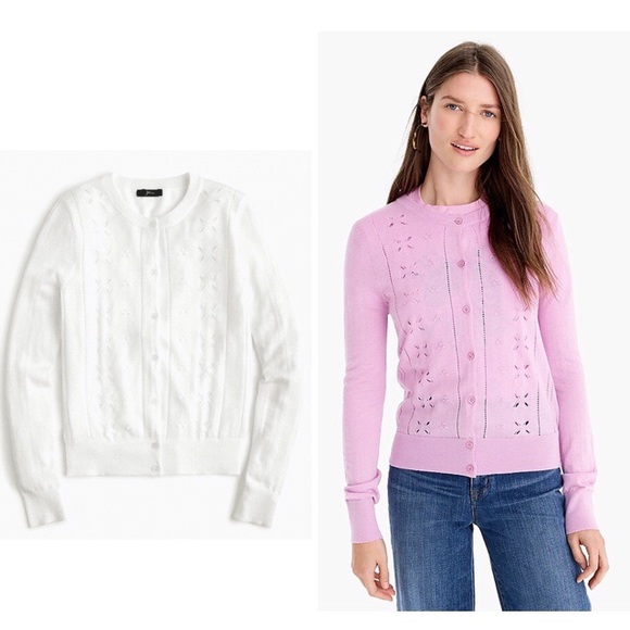 J. Crew | Sweaters | J Crew Jackie Cardigan With Eyelet Cutouts | Poshmark
